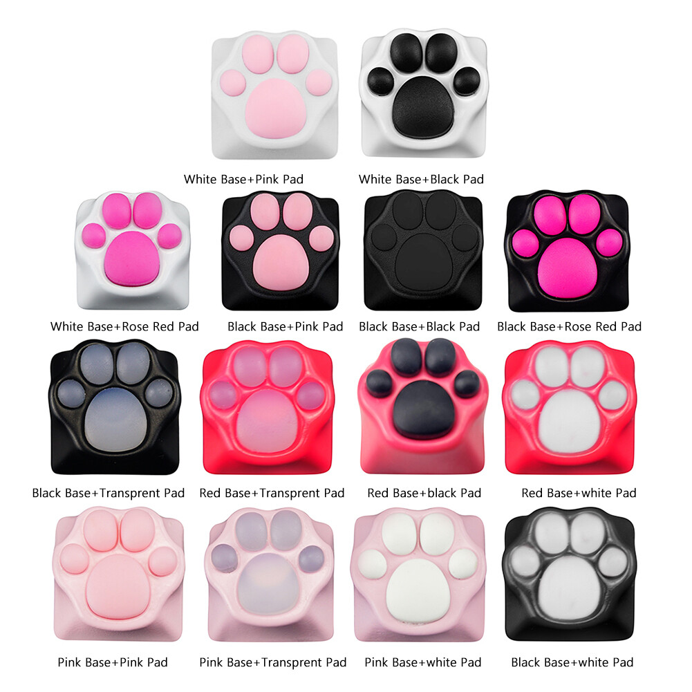 Cute 3D Silicone Cat Paw Pad Aluminum Alloy Base Keycap for Mechanical ...