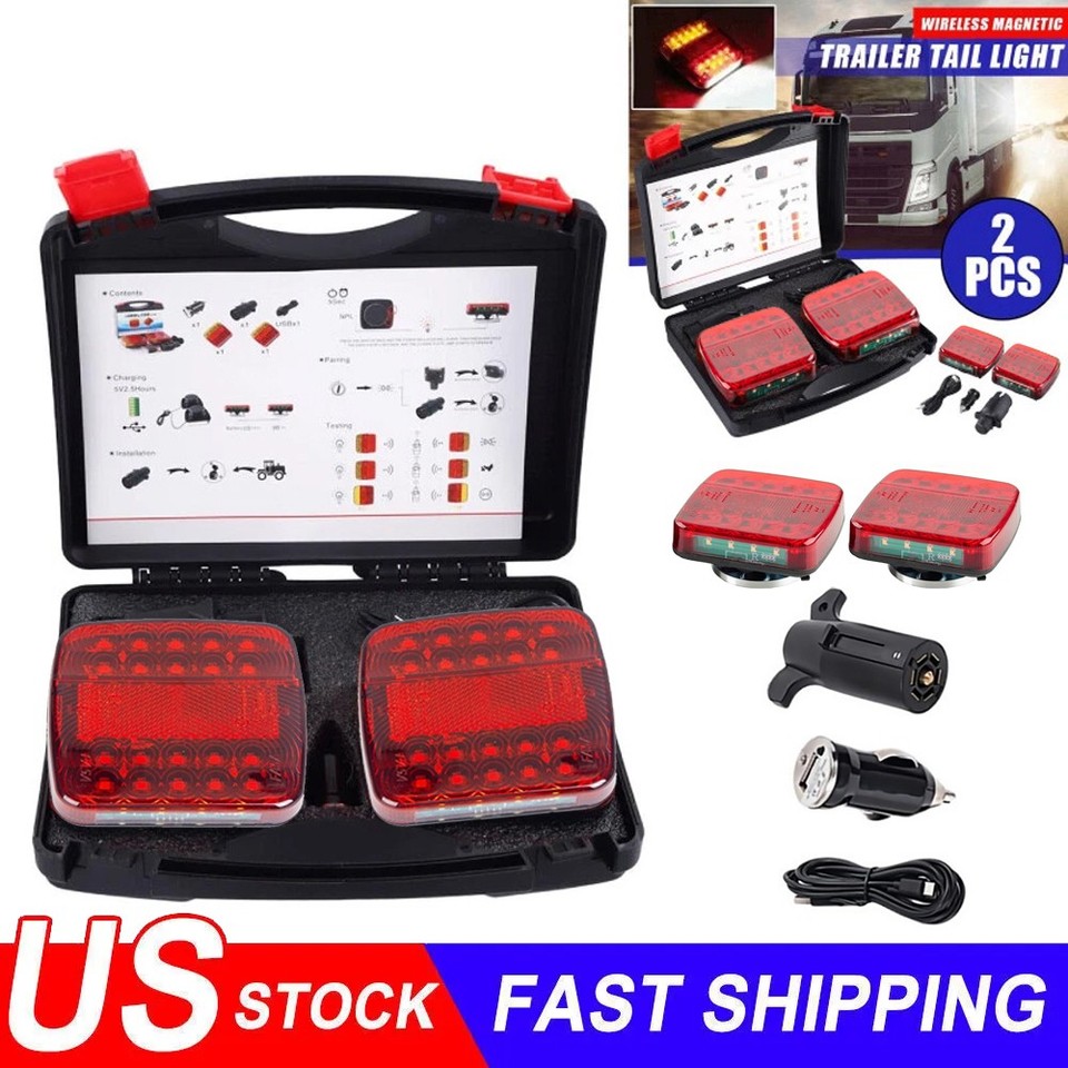Wireless Magnetic Trailer Tail Light Kit, Rechargeable Towing Light Kit ...