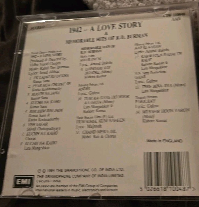 BOLLYWOOD HINDI CD -VIR CHOPRA -1942 A LOVE STORY - EMI IMPORT Hits Of ...