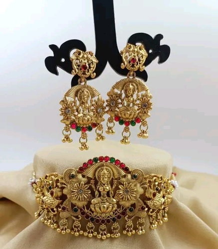 Rajasthani Choker Temple Design Ghungroo Style Antique Earring And ...