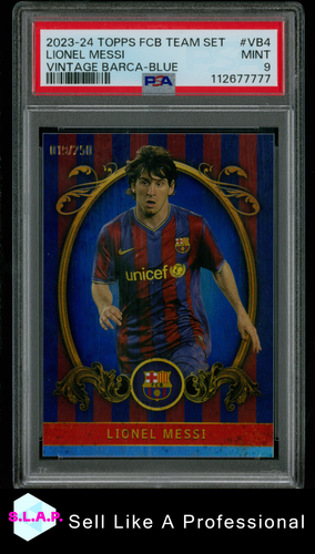 LIONEL MESSI VINTAGE BLUE TOPPS FC BARCELONA TEAM SET VINTAGE 2023-24 ...