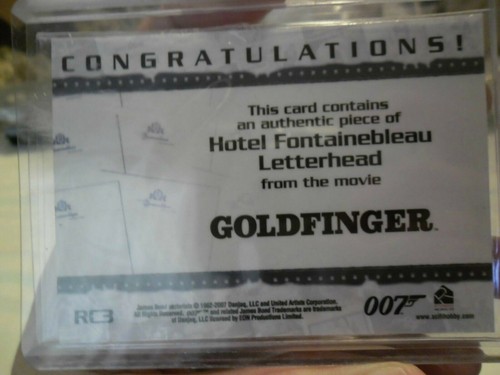 ⚡⚡ RARE JAMES BOND GOLDFINGER HOTEL FOUNTAINEBLEAU REAL MOVIE PROP CARD ...