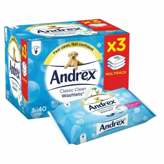 Andrex Classic Clean Washlets 3 X 40 Wipes for sale online | eBay