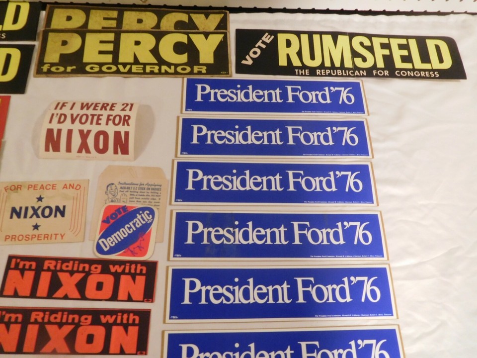 30 Vintage Political Presidential Bumper Stickers ~ Ford, Nixon ...