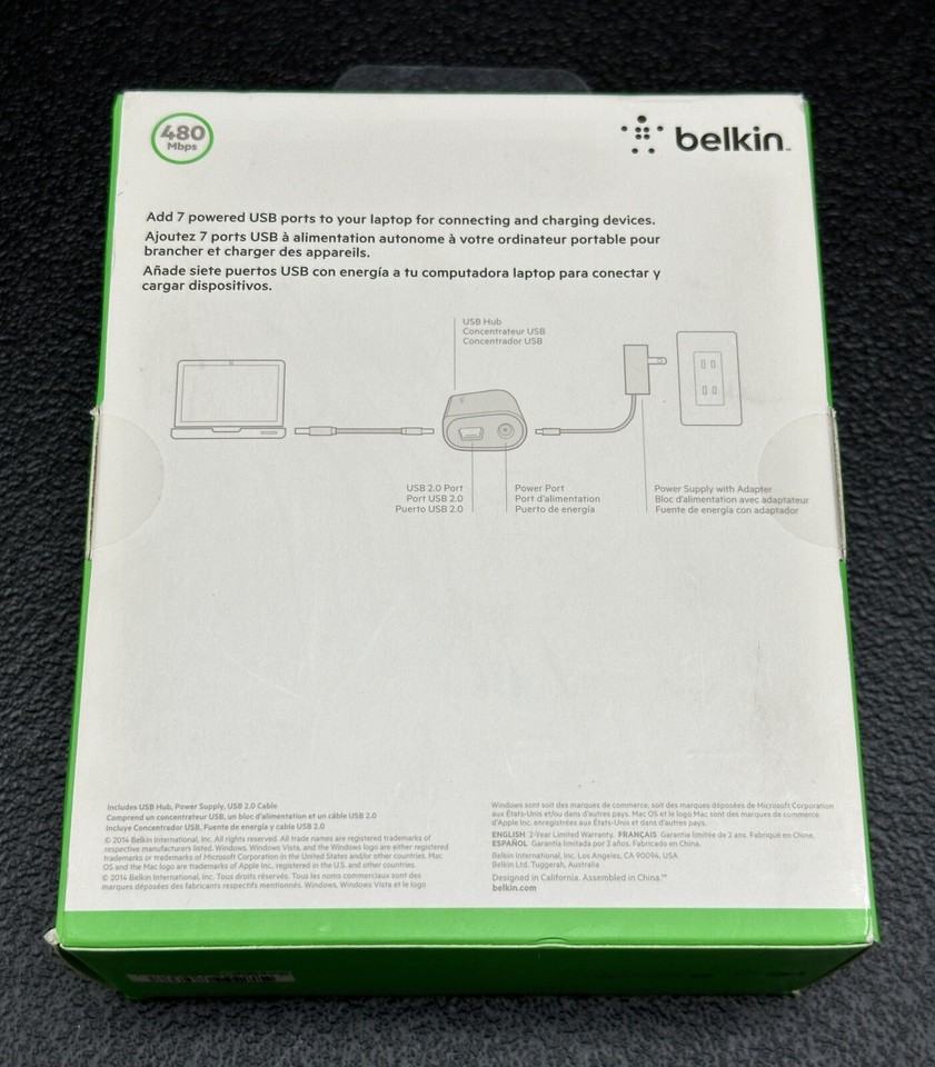 Belkin 7-Port Ultra-Slim Desktop Hub - USB - External | eBay