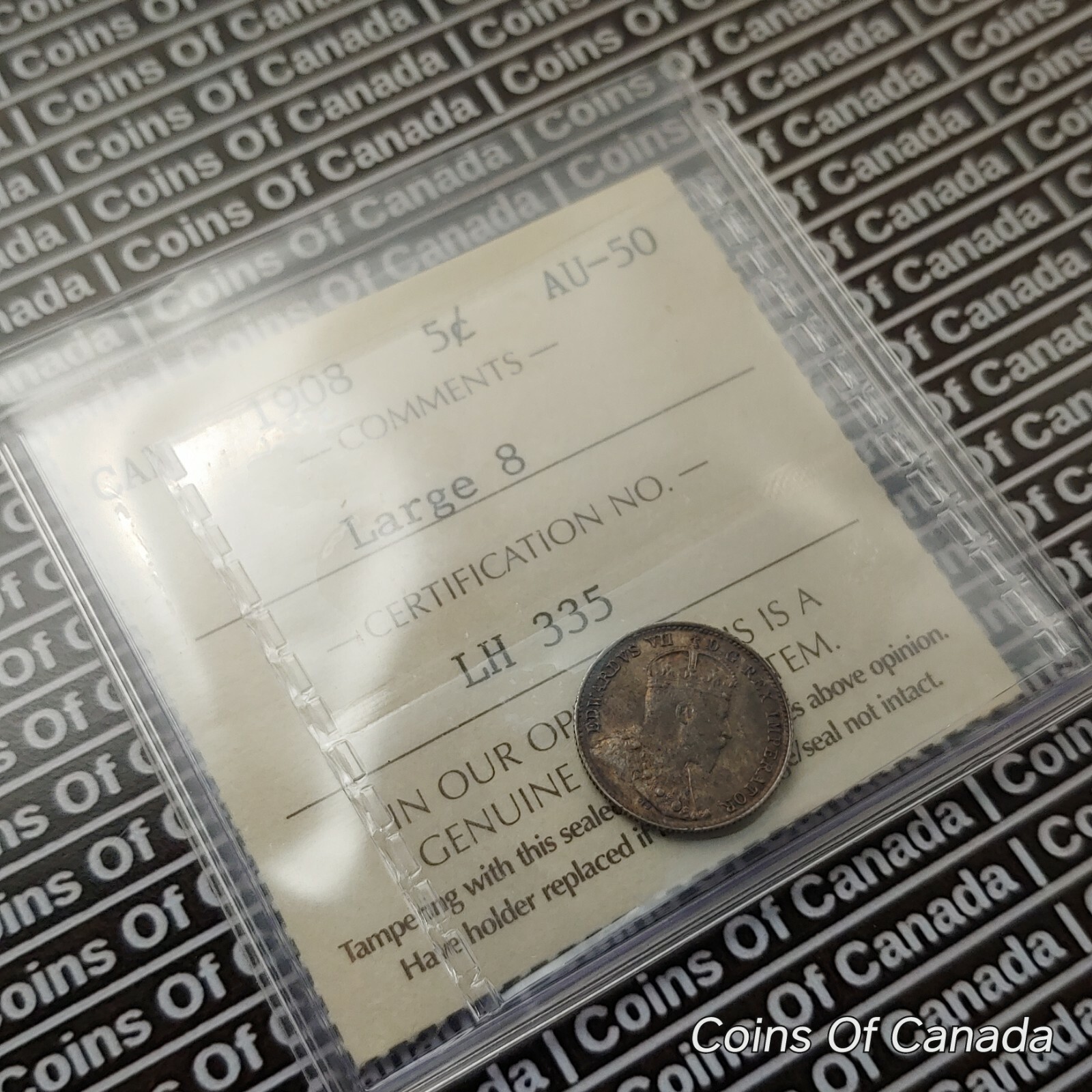 1908 Canada 5 Cents Silver Coin - ICCS AU-50 Large 8 #coinsofcanada | eBay