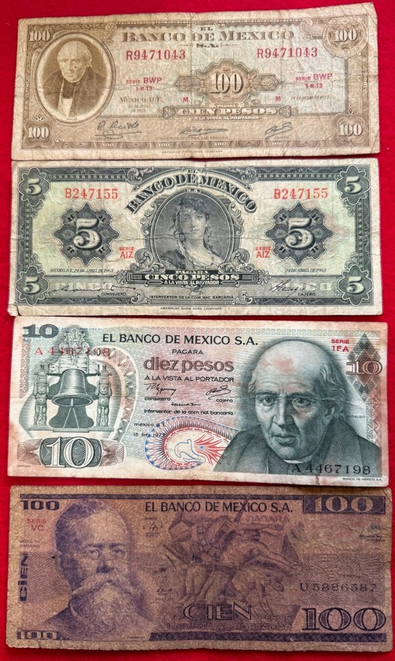 LOT of 12 MEXICO BANKNOTES SERIES MIX 5 10 20 50 100 500 1000 2000 ...