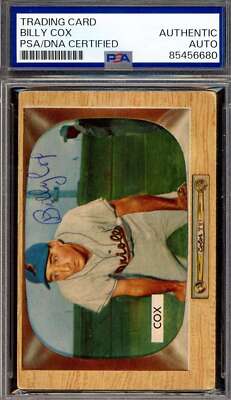 Billy Cox PSA DNA Vintage Signed 1955 Bowman Brooklyn Dodgers Autograph ...