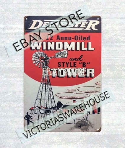 1938 DEMPSTER WINDMILL Tower FARM BEATRICE Nebraska metal tin sign home ...