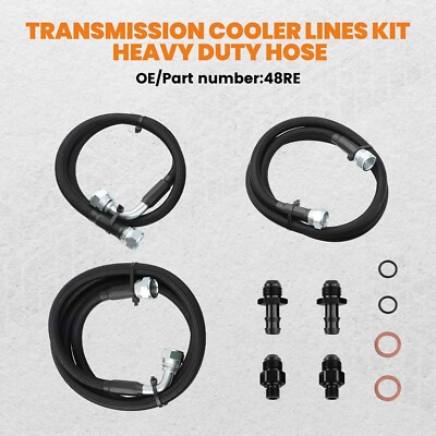 48RE Transmission Cooler Lines Kit Heavy Duty For Dodge Ram Cummins 5 ...