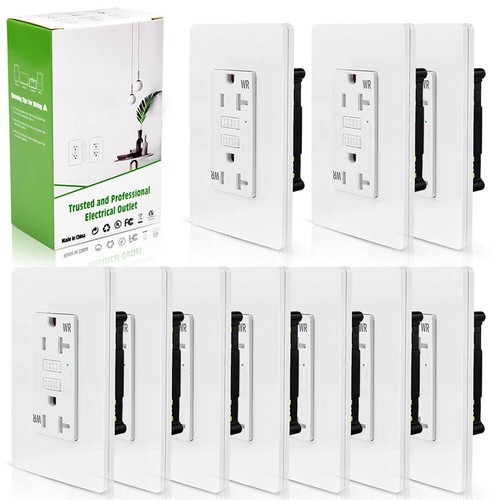 Slim GFI Outlet 20 Amp WR TR GFCI Receptacles w/Plate for Kitchen ...