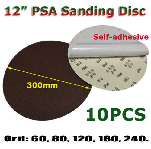 10X 12" 300mm PSA Self Adhesive Sanding Discs Sticky Backed Sandpaper ...