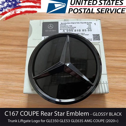 C167 COUPE Mercedes GLOSS BLACK Star Emblem Rear Trunk Lid Logo Badge ...