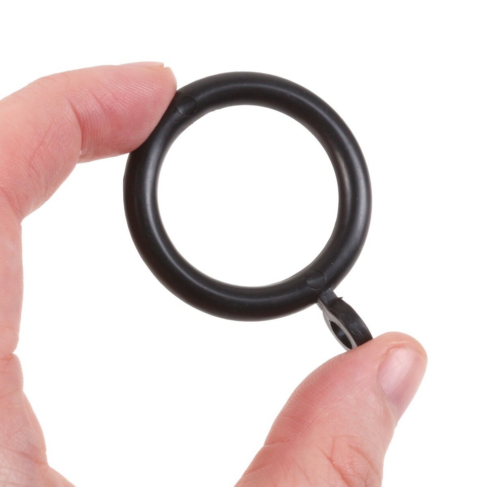 BLACK CURTAIN RINGS Hanging Rail Hook Drape Voile Net Modern Internal ...