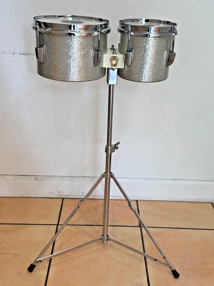 Vintage 1960's Ludwig Bongos w/Stand Silver Sparkle EXCELLENT! | eBay