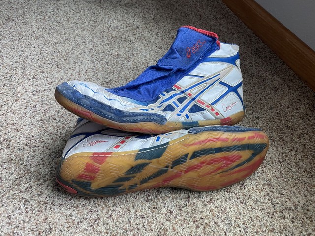 ASICS Cael Sanderson V1 Wrestling Shoes Red White Blue JJ301 Men Size ...