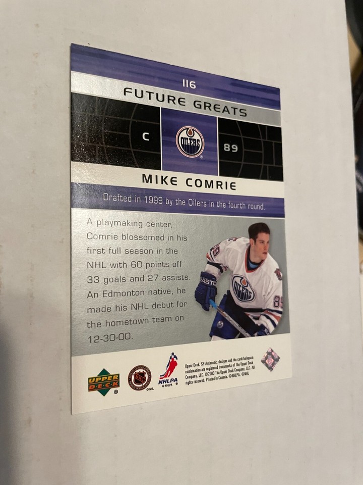 #116 MIKE COMRIE RC 2002-03 SP Authentic Future Greats /2003 Edmonton ...
