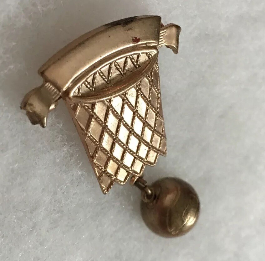 Vtg Basketball Hoop Brooch Pin 3D Ball Sports Charm Dangle A670 | eBay