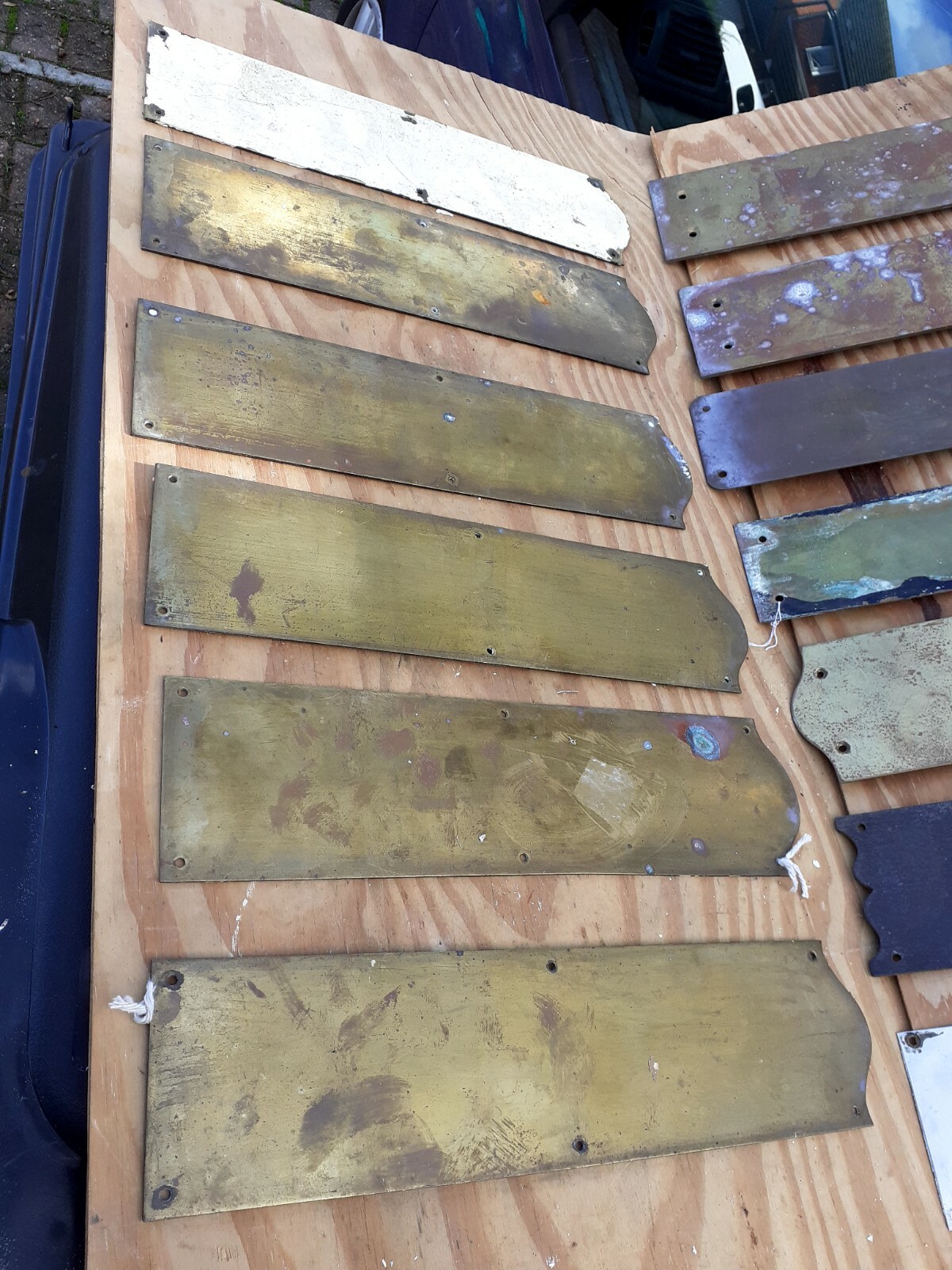 Vintage old Antique brass Door Finger Push Plates Retro12" inches tall ...