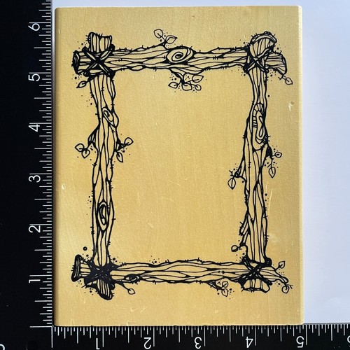 DJ Inkers Rustic Log Stick Vine Frame S08 Wood Mounted Rubber Stamp | eBay