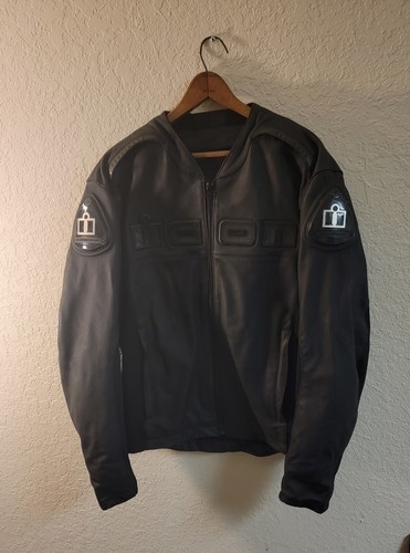 ICON Accelerant Leather Motorcycle Jacket XXL Black Armored Riding Gear ...
