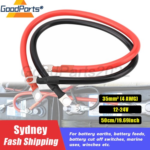 50cm Battery Joiner Connector Lead Wire Cable & lugs 100A DC 12-24V Red ...