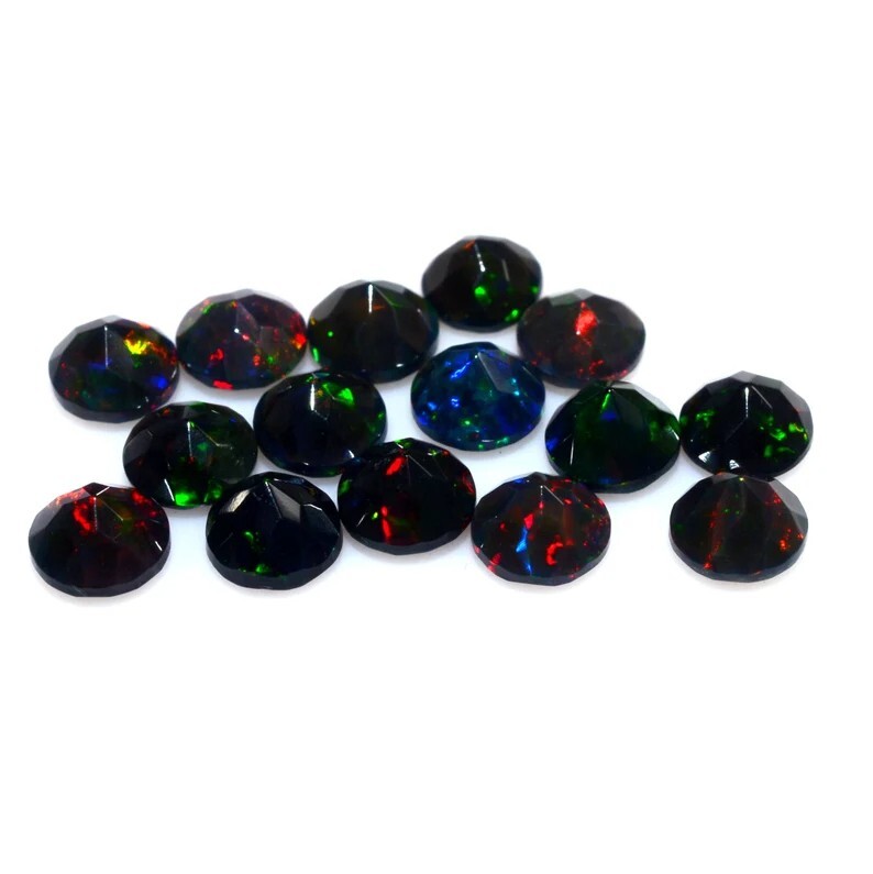 Natural Ethiopian Black Opal Welo Fire 4mm Round Faceted Loose Gemstone ...