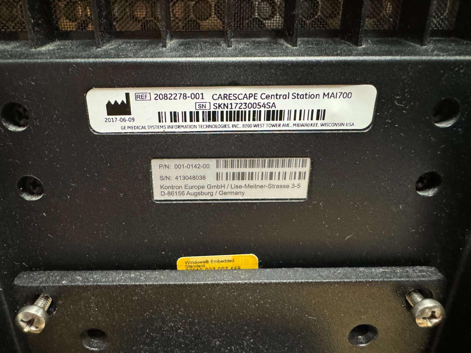 GE CARESCAPE 2082278-001 Central Station MAI 700 SV 2.1.1(F004) for ...