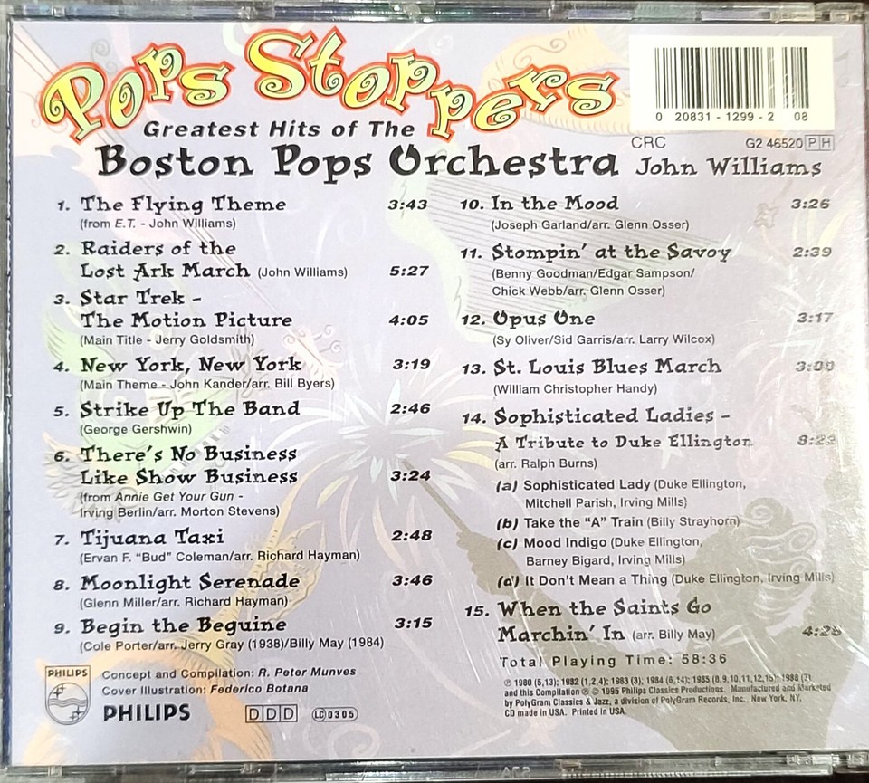 Pops Stoppers Greatest Hits the Boston Pops Orchestra John Williams CD ...