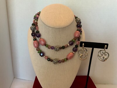 Rare Carolyn Pollack Signature MultiStone 32” Necklace & Filigree Drop ...