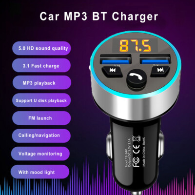 Handsfree Wireless Bluetooth Car Kit USB Charger FM Transmitter Radio ...