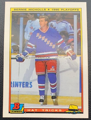1990-91 BOWMAN HOCKEY HAT TRICKS BERNIE NICHOLLS NEW YORK RANGERS #20 ...