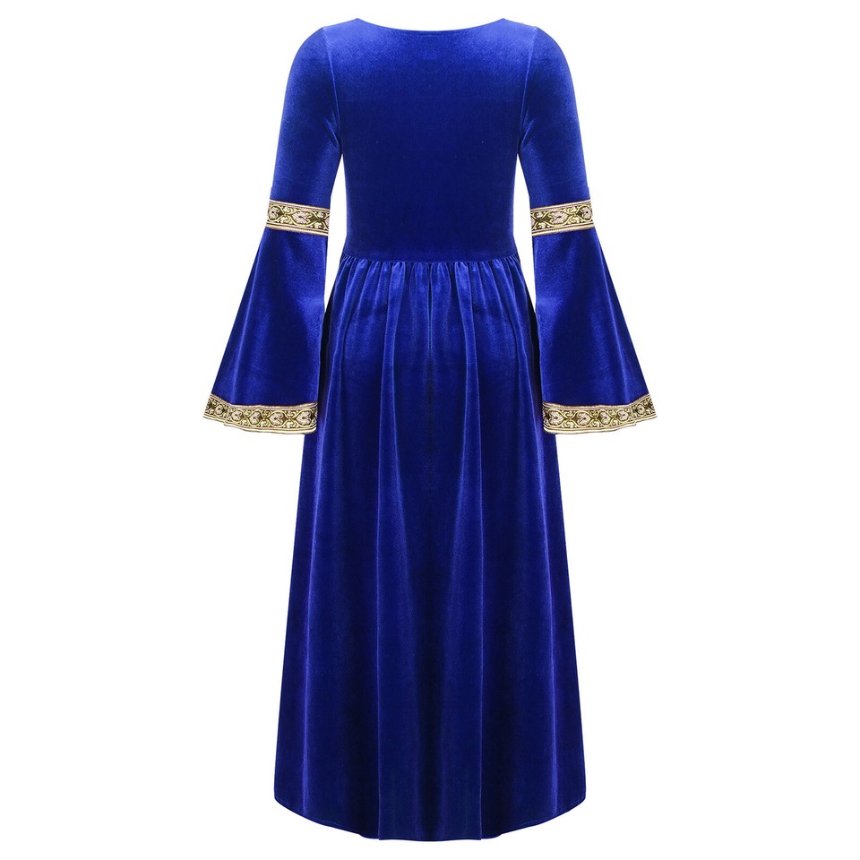 Kids Girls Costume Stage Robe Holiday Dresses Fairy Dress Up High Waist ...