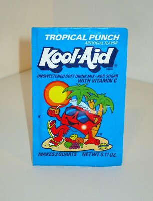 Vintage 1990's Kool Aid Tropical Punch Cartoon Soft Drink Mix Unopened ...
