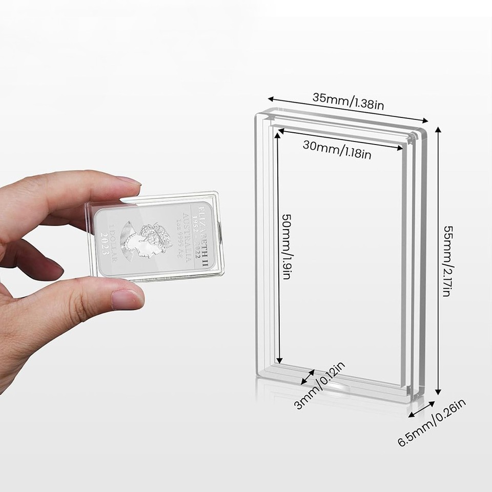50Pcs Silver Bar Case 1 Oz Silver Bar Holder Clear Acrylic Storage ...