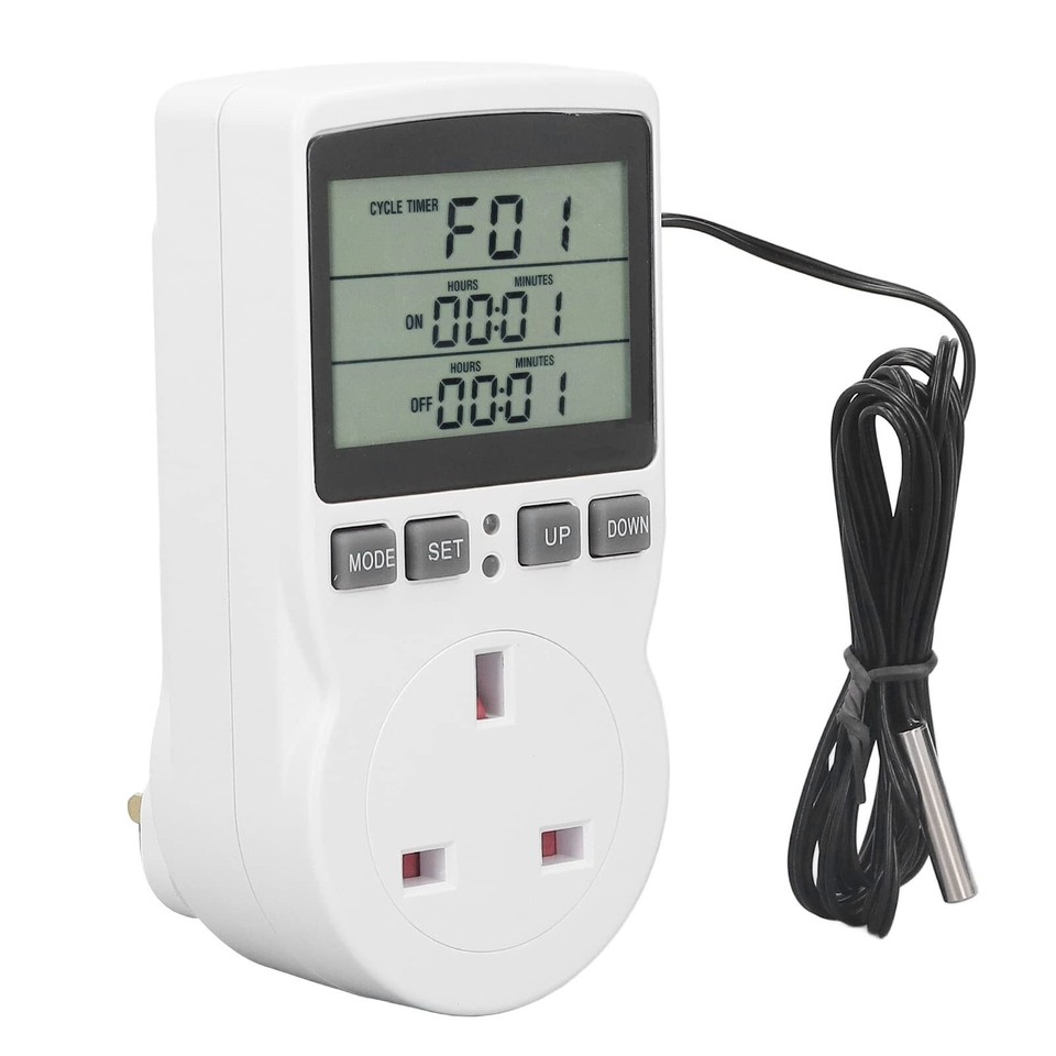 Digital Thermostat Timer Electric Plug In Temperature Controller Sensor ...