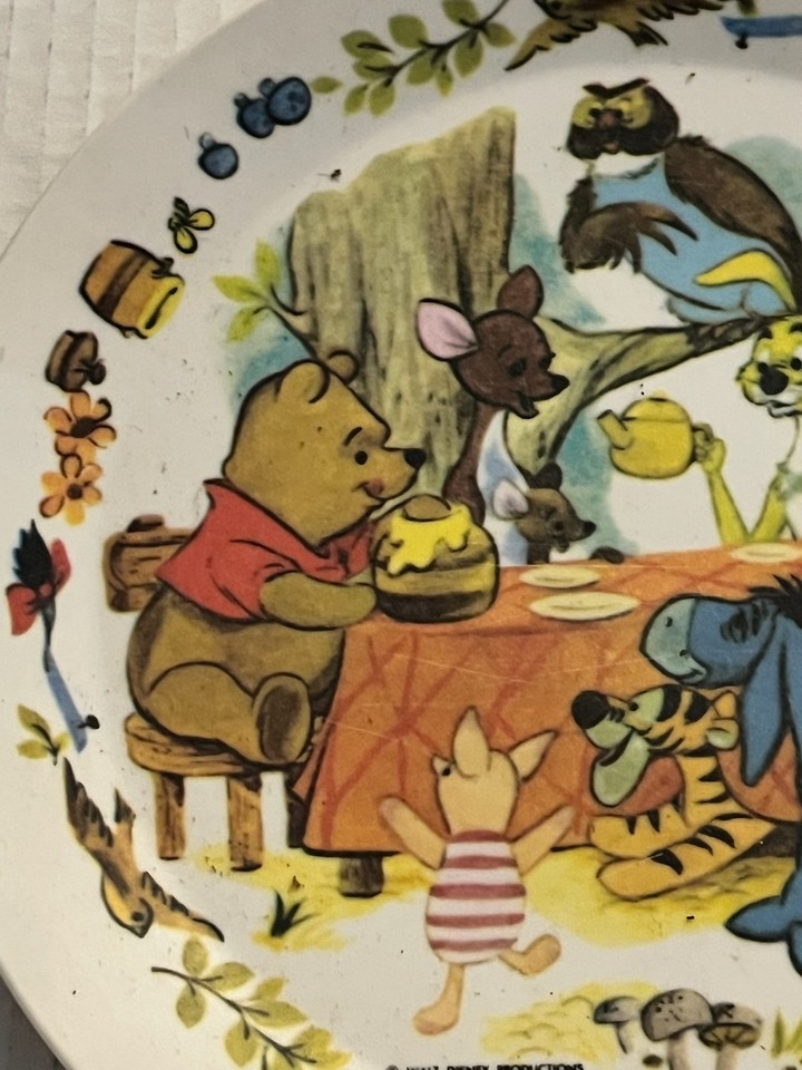 VINTAGE DISNEY Winnie the Pooh Plate 8" Children's Kid's Melamine ...