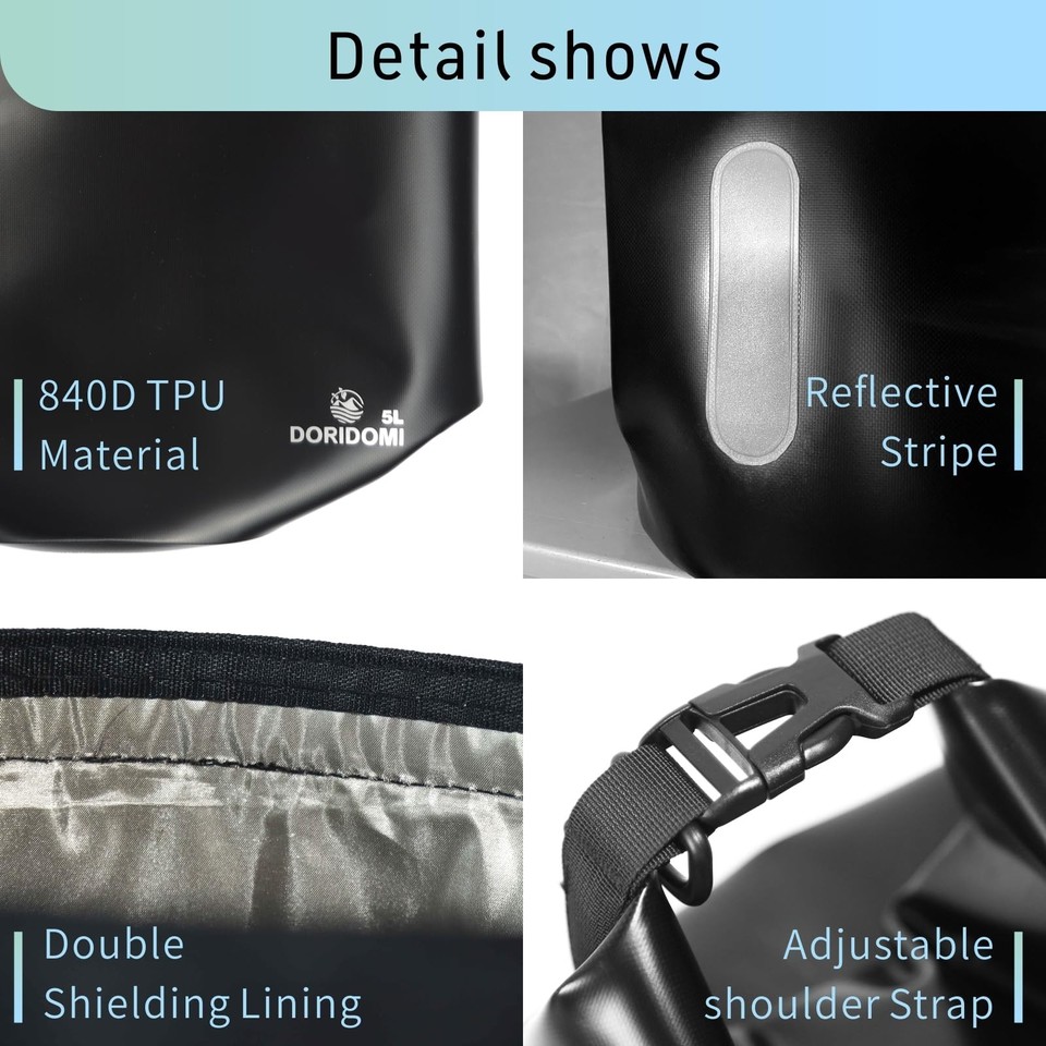 Faraday Bags Dry Bag - Black 15L Waterproof EMP Protection Bag, RFID ...