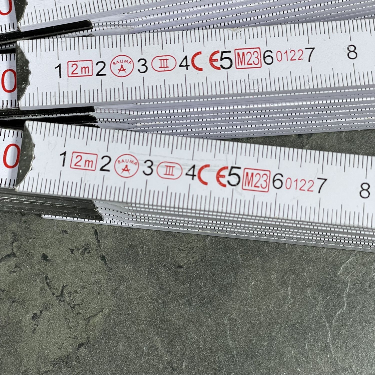 3x 2m Bauma Holz Meterstab weiss Zollstock Maßband Gliedermaßstab gute ...