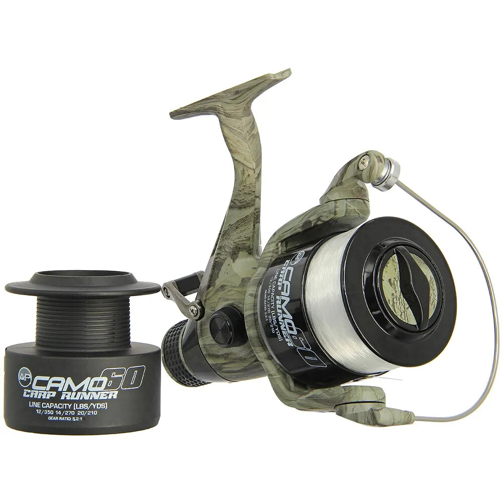 2x NGT Camo 40 / 60 Carp Runner Free Spool Reel Pre Loaded 12lb Line ...