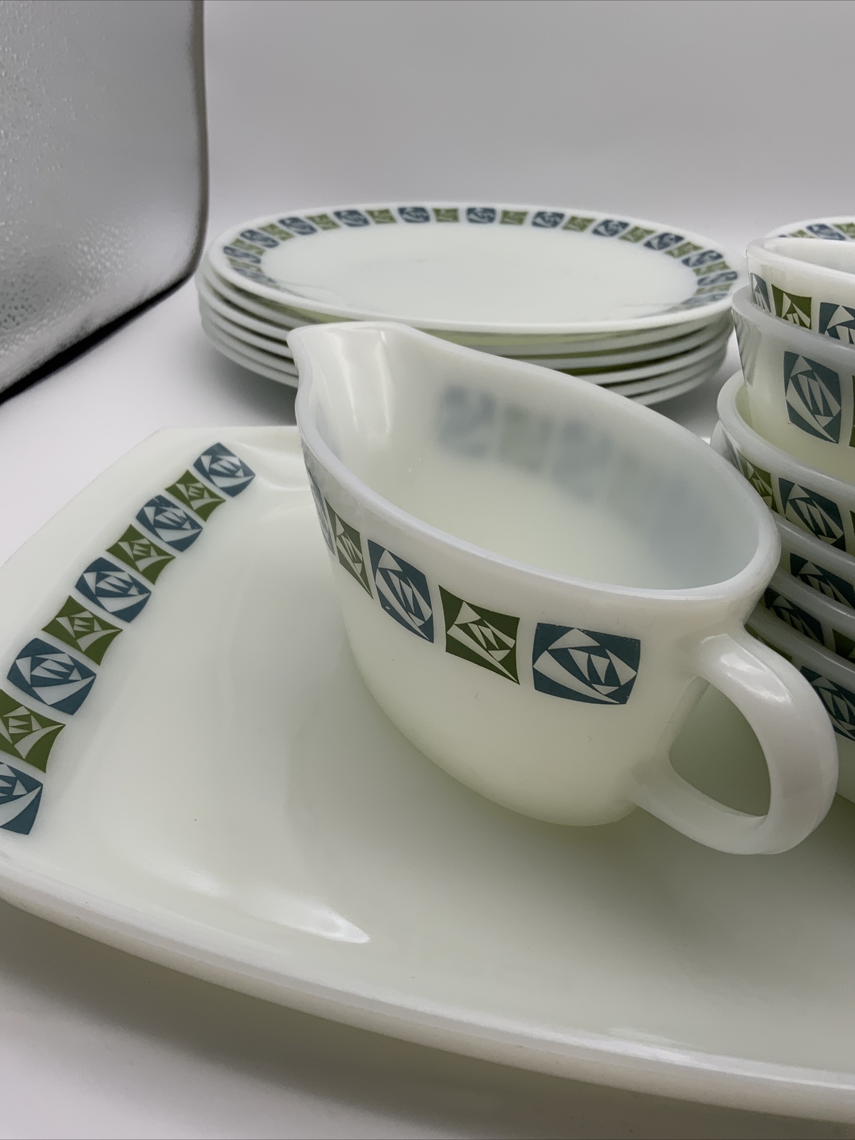 Vintage Pyrex Checkers Design Crockery Plate Bowl Server Individual ...