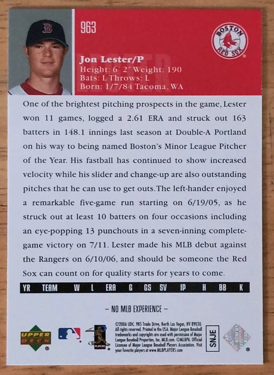 2006+Upper+Deck+-+%23963+Jon+Lester+%28RC%29 for sale online | eBay