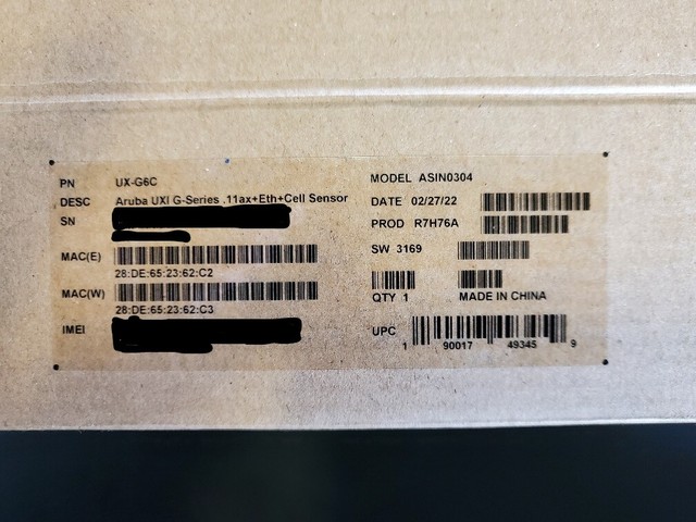 HPE Aruba R7H76A UXI G-Series UX-G6C LTE Sensor Wireless Network for ...