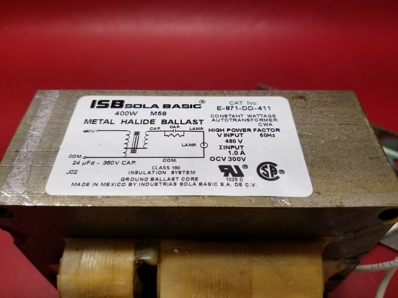 Sola Ballast E-871-DD-411 - 480V M59 METAL HALIDE BALLAST FOR (1) 400W ...