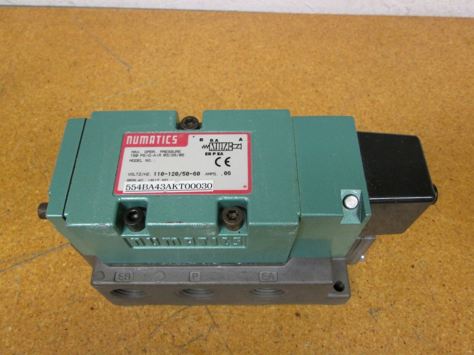Numatics 554BA43AKT00030 Valve 110/120V 50/60Hz .06A With 237-1045B ...