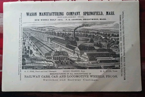 1890 Print Ad WASON RAILROAD CARS Springfield MA Factory Picture Air ...