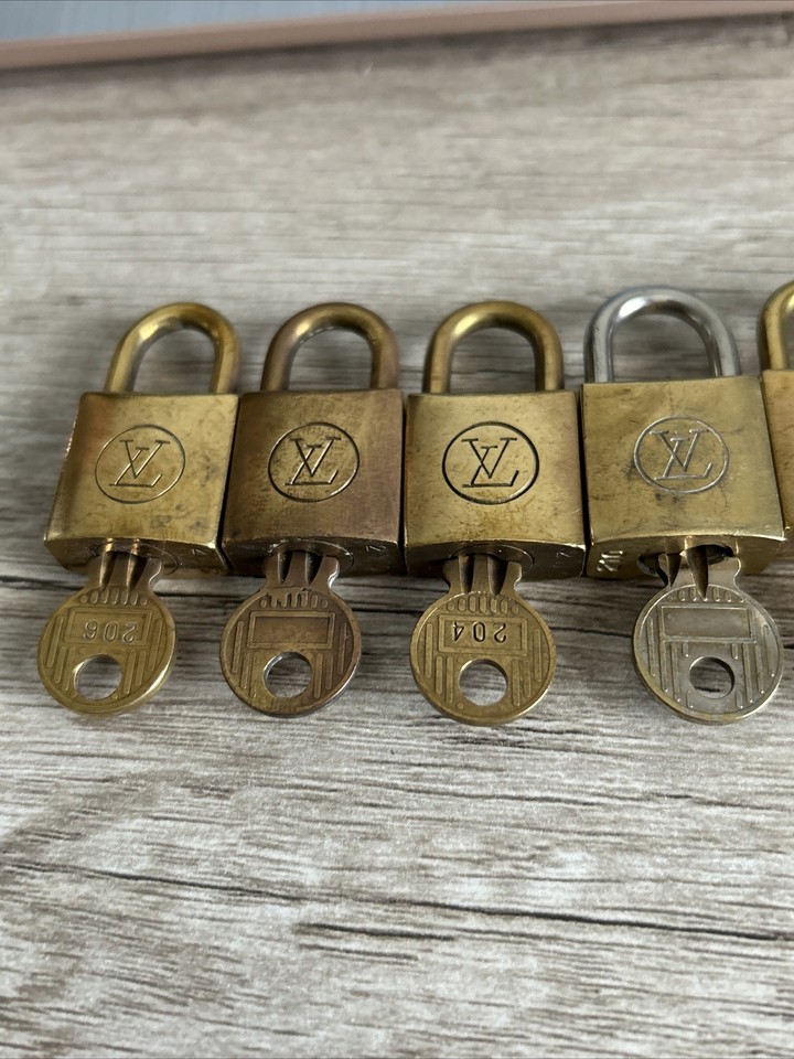 Authentic Louis Vuitton Gold Lock and Key Padlock 206 210 212 216 217 ...