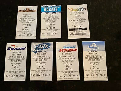 LOT OF 7 FASTPASS FAST PASS DISNEYLAND CALIFORNIA ADVENTURE SOARIN ...