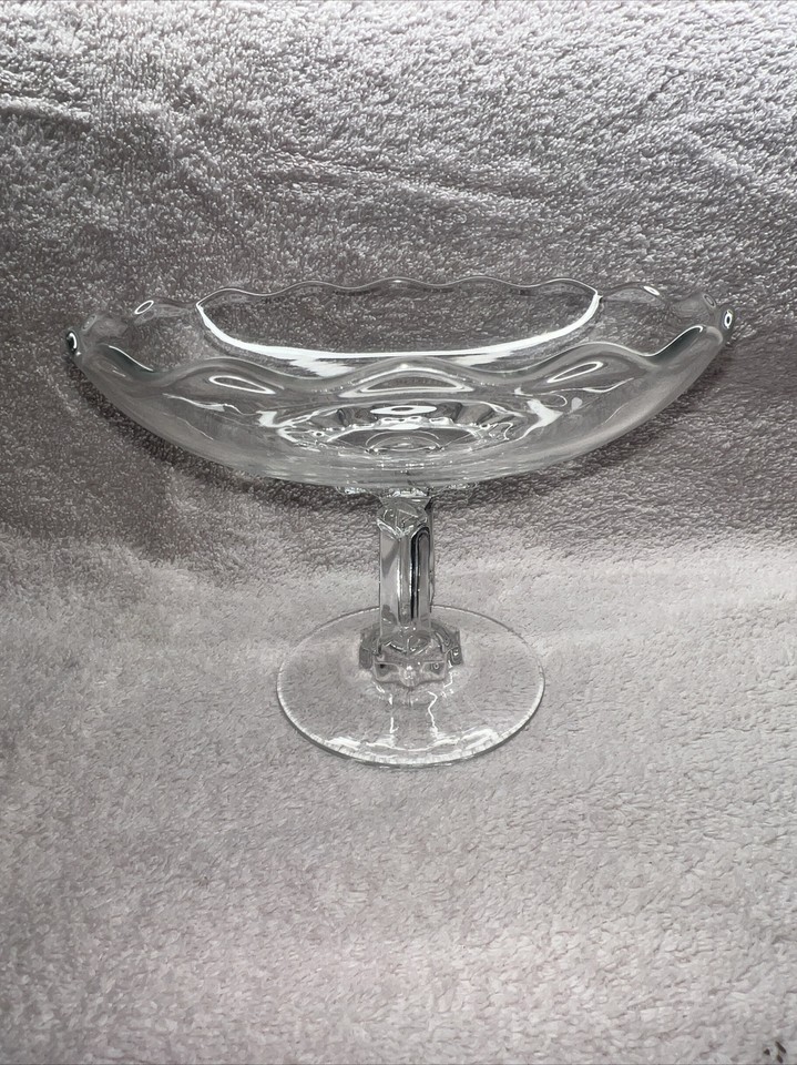 Vintage Crystal Compote Etched Glass with Heart Shaped Foot and ...