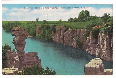 BALANCED ROCK & PALISADES Near Sioux Falls South Dakota Postcard SD ...